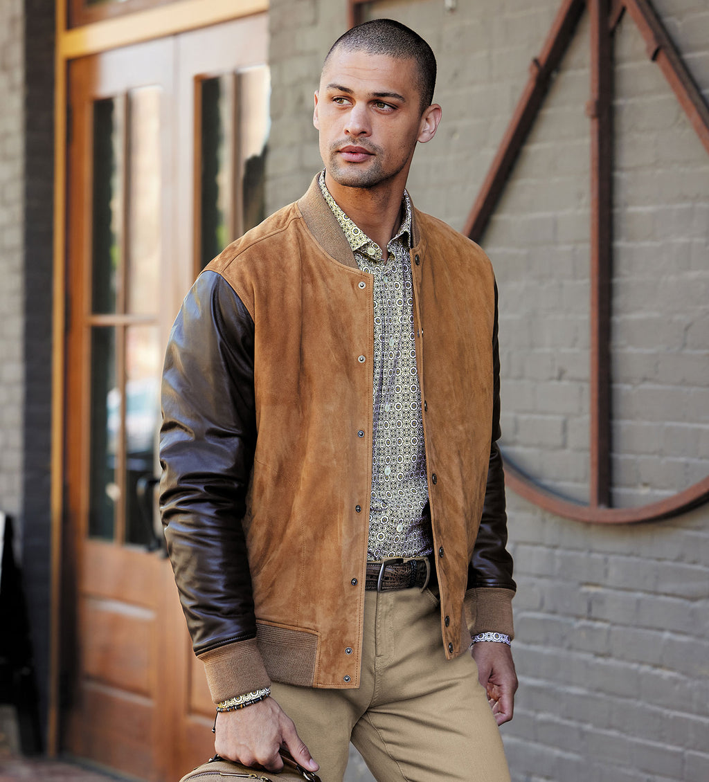 Bugatchi Suede Baseball Jacket – Patrick James
