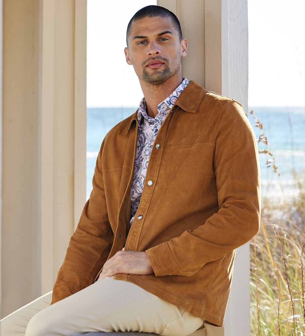 Bugatchi Perforated Suede Shirt Jacket – Patrick James