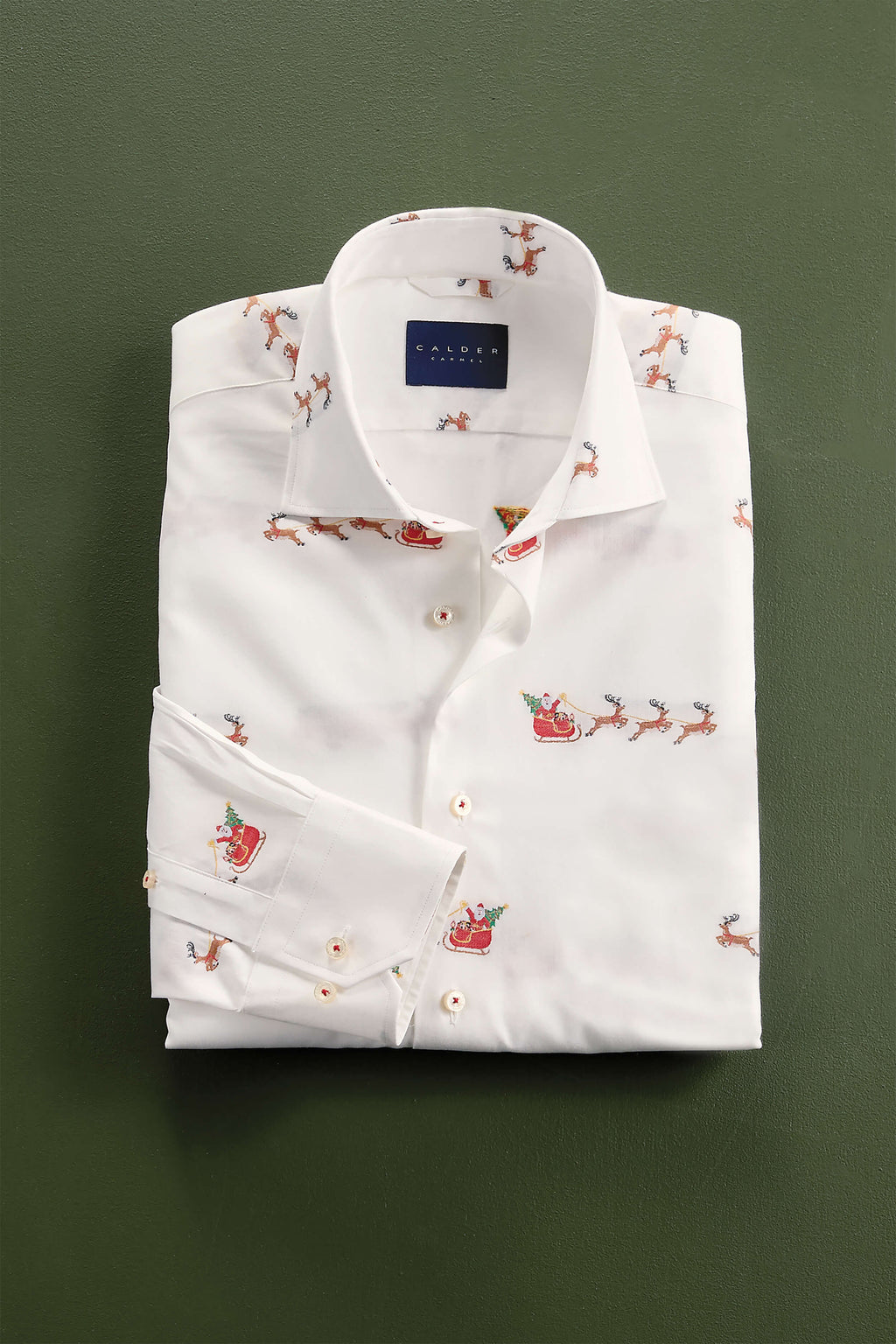 Calder Long Sleeve Spread Collar Santa and Sleigh Shirt – Patrick James