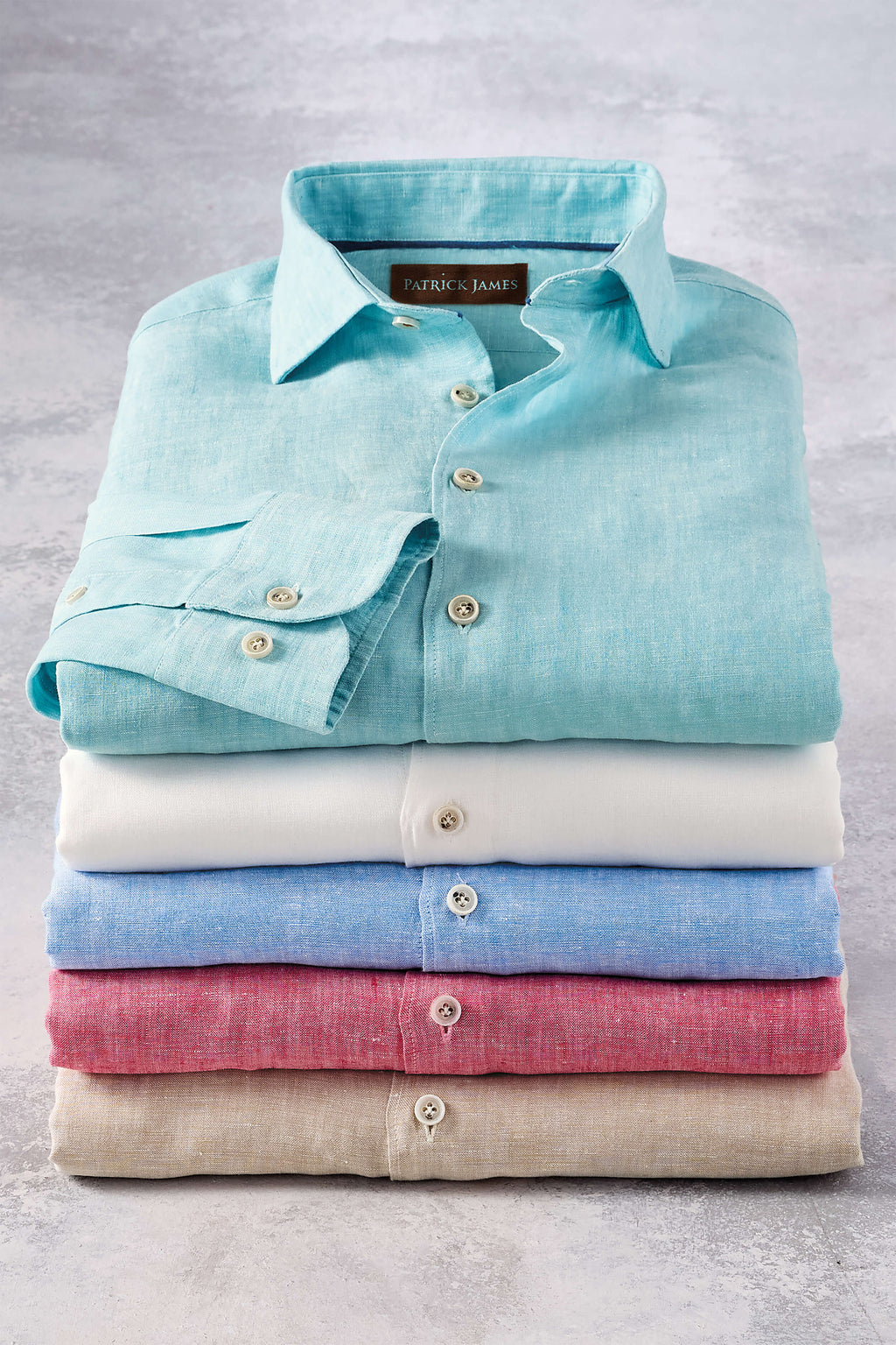 Patrick James Long Sleeve Solid Point Collar Linen Shirt