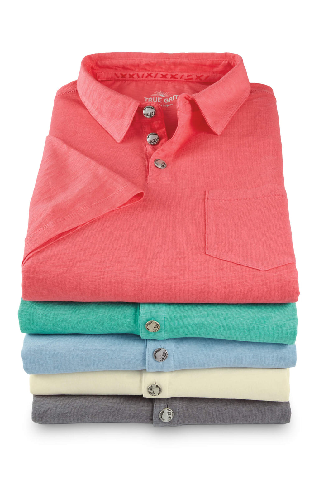 True Grit Short Sleeve Buffalo Button Slub 3 Button Polo – Patrick James