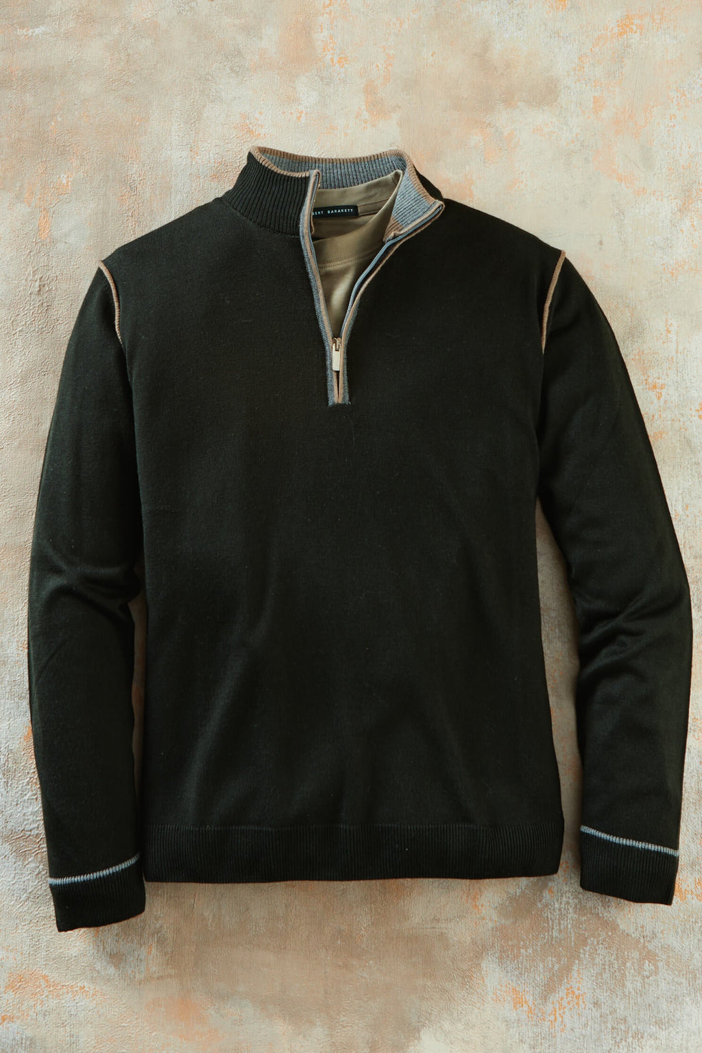 Patrick James Shoulder Zip Trim Mock 1/4 Zip