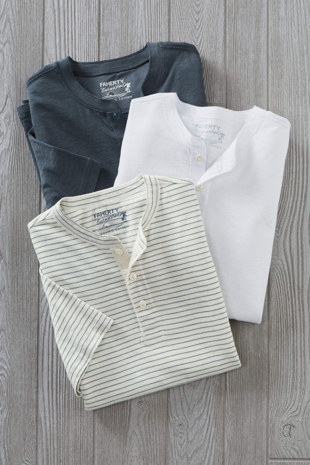Faherty Short Sleeve Solid Sunwashed Henley – Patrick James